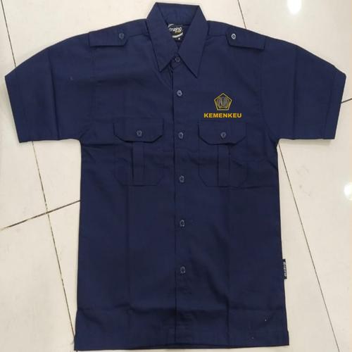 Jual Kemeja PDH Kemenkeu RI Navy Lengan Pendek Pria Bordir - Navy, XL ...