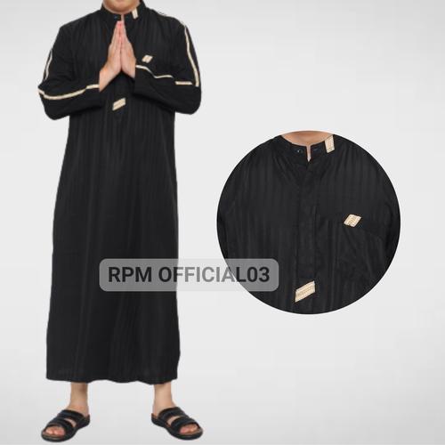Jual Jubah Pria Gamis Madani Premium Katun Oblong Cowo Original Hitam ...