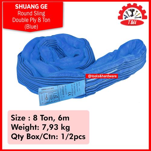 Jual SHUANG GE/Tali Katrol/ Round Sling Double Ply 8 Ton 8m (blue ...