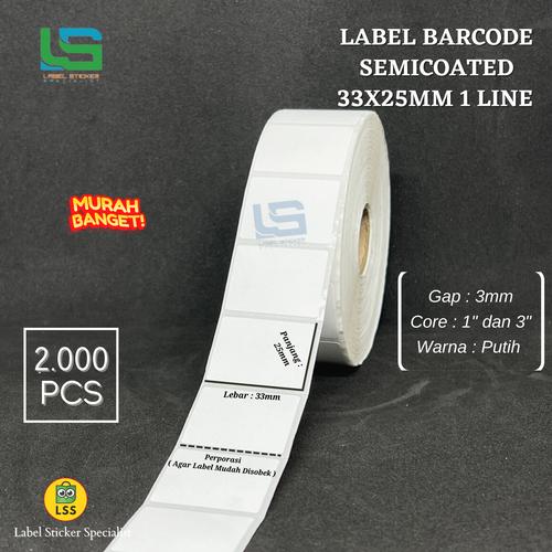 Jual LABEL STICKER BARCODE SEMICOATED 33X25 MM 1 LINE ISI 2,000 PCS ...