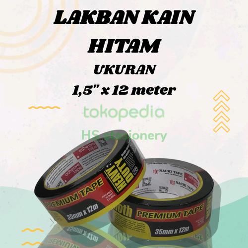 Jual Lakban Kain Hitam Isolasi Tape Nachi 1,5 "x 12 Meter (35 mm x ...