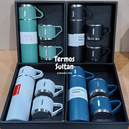 Jual Termos Polos Elegan 3 Cangkir Vacuum Bottle/ Termos Sultan Tahan ...
