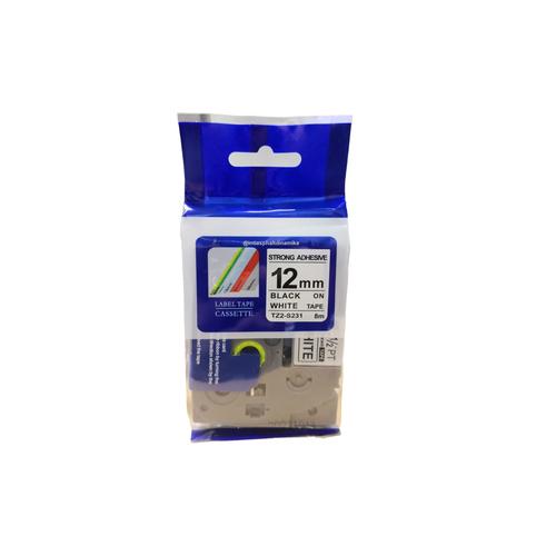 Jual Label Tape TZE 231 TZE231 compatible Brother 12mm Black On White ...