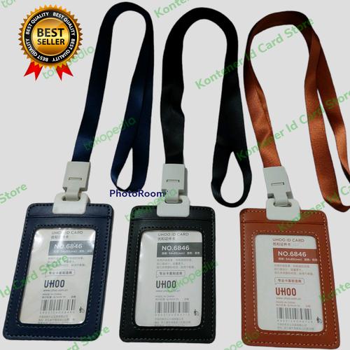 Promo Id Card Holder Kulit Nametag Kulit Gantungan Kartu Nama Kulit ...