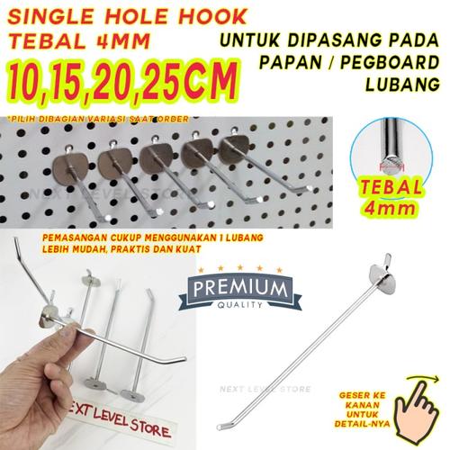 Jual Single Hole Hook 10 15 20 25 CM Besi Chrome Stainless Pegboard ...