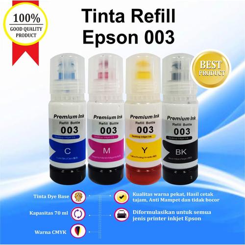 Jual Tinta Premium Ink 003 Refill Printer Epson L1110 L3110 L3150 L3210 ...