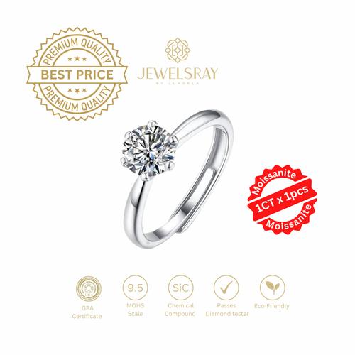 Promo Gaia Ring Moissanite - Diamond Look Cincin Kawin Berlian Setting Gold - Dengan Gift v1, 1 ...