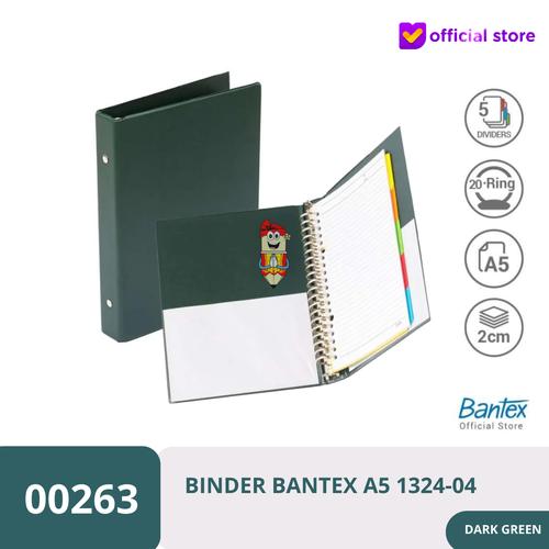 Jual Bantex Multiring Binder 20 Ring 25mm A5 Green #1324 04 - Kota ...