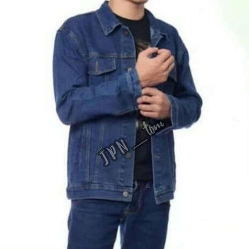 Jual Jeans Oversize Pria Wanita Jaket Denim Biru Tua Navy Jins Bio Wash - Biru, XL - Kota ...