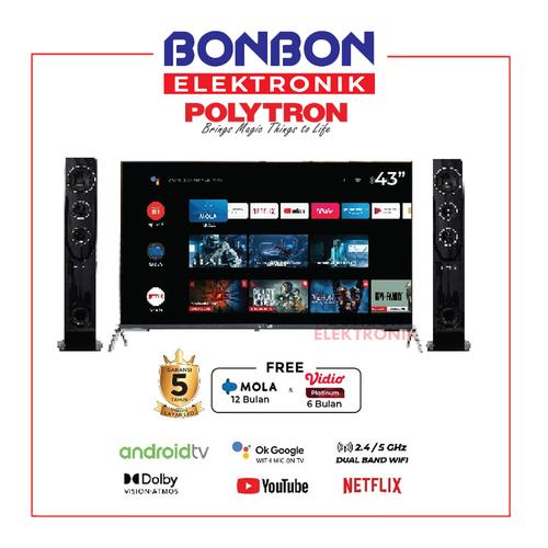 Promo Polytron LED Smart TV 43 Inch PLD 43TAG9959 Android Tower Speaker ...