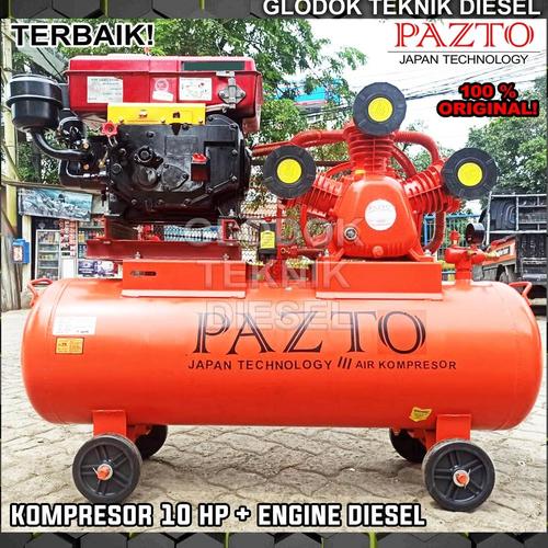 Jual PAZTO Kompresor Angin 10 HP + Engine Diesel Solar 24 PK HP ...
