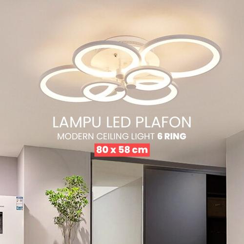 Jual Lampu LED Plafon Modern Ceiling Light Dimmable 70W 6 Ring - White ...