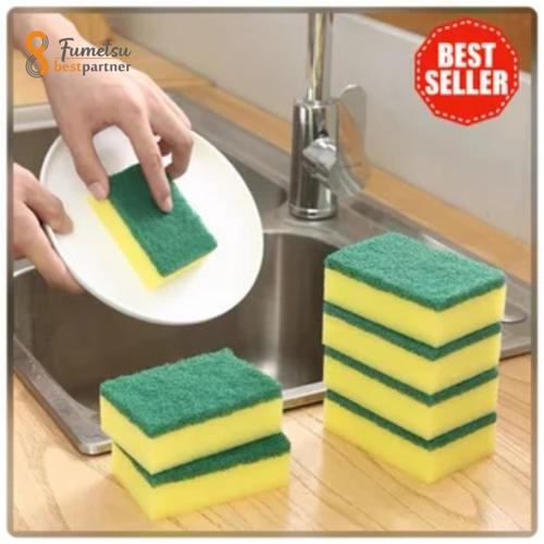 Jual Spons Cuci Piring / Sponge Busa Cuci Piring Warna HIjau Kuning ...