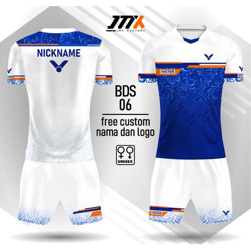 Jual jersey setelan badminton victor batik free nama dan logo - Biru ...