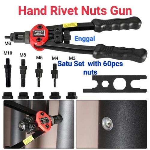 Promo tang paku rivet hand nuts gun with 60pcs nut hand riveter Tang ...
