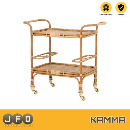 Promo Meja Troli Dapur Makan Rotan Kamma Rattan Drink Trolley Bar Cart ...