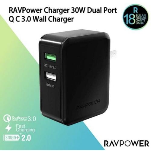 Jual RAVPOWER adapter charger 30 watt usb turbo charge 3.0 fast ipad ...