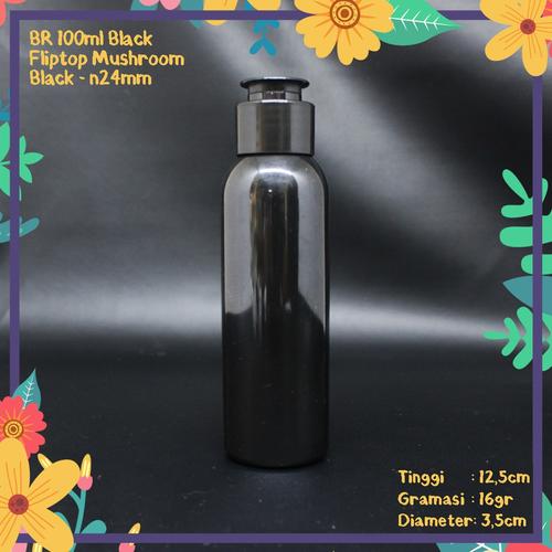 Jual BOTOL BR 100ML HITAM TUTUP FLIPTOP JAMUR HITAM PLASTIK PET IMPORT ...