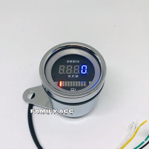 Jual Speedometer Bulat 2in1 Digital Rpm plus Fuel Meter/ Amper Bensin ...