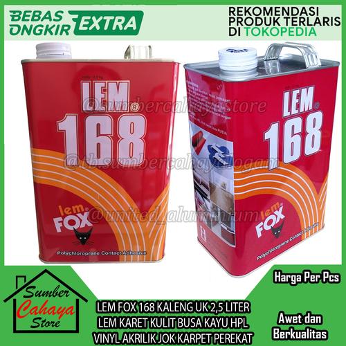 Jual Lem FOX 168 KALENG 2,5 Liter - Lem Kulit Karet Busa Kayu HPL Vinyl ...