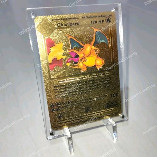 Jual CHARIZARD GOLD PLATED COATING POKEMON CARD KARTU STUDIO IMPORT TCG ...