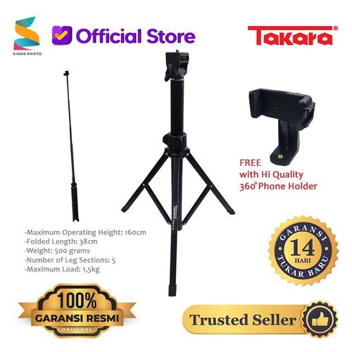 Jual Takara OCTA A160 Multi Function Tripod Selfie Stick Light Stand ...