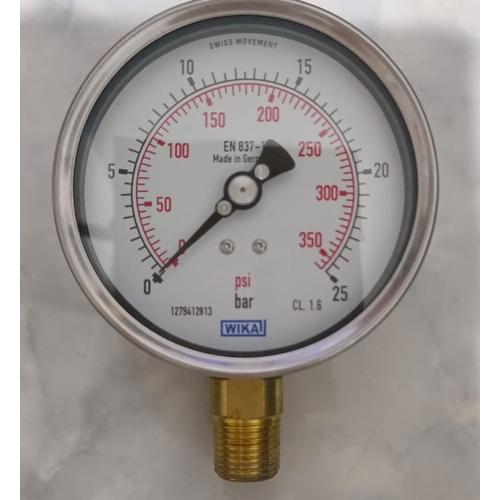 Jual Pressure gauge Wika 4" inch 0-25Bar/0-350Psi drat 1/2" NPT Brass - Jakarta Barat - Cipta ...