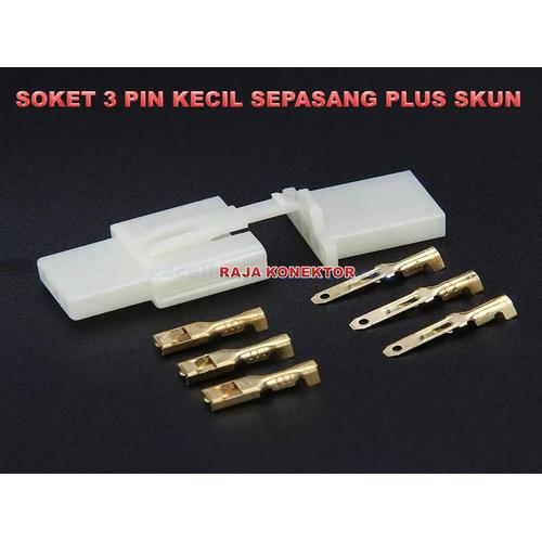 Jual SOKET SOCKET KONEKTOR KABEL 3 PIN KECIL MOTOR MOBIL MALE FEMALE ...