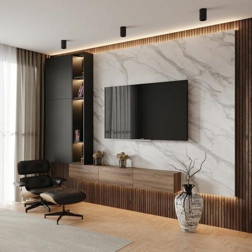 Jual Backdrop TV kisi kisi minimalis/ backwall granit/ rak TV/ led ...