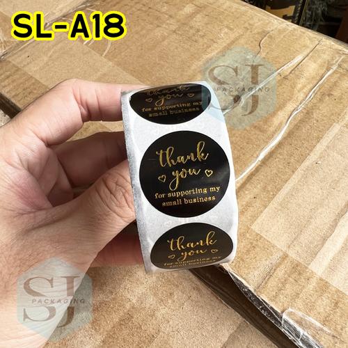 Jual (Model 7) Sticker Label Black Gold Thank You Stiker Hitam 1 Roll ...