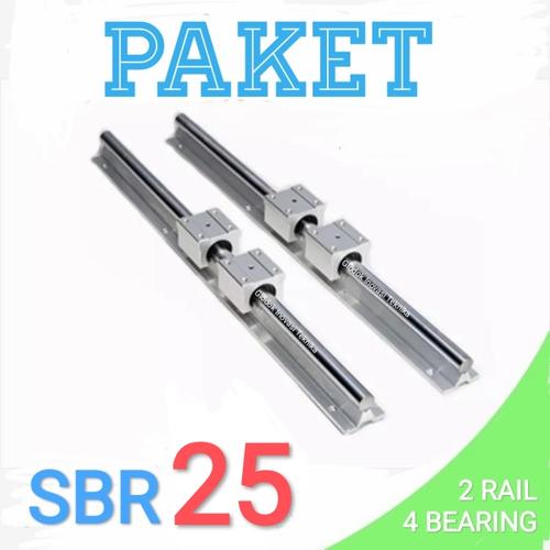 Jual paket set rel rail guide linear SBR25 SBR 25 shaft + 4 block ...