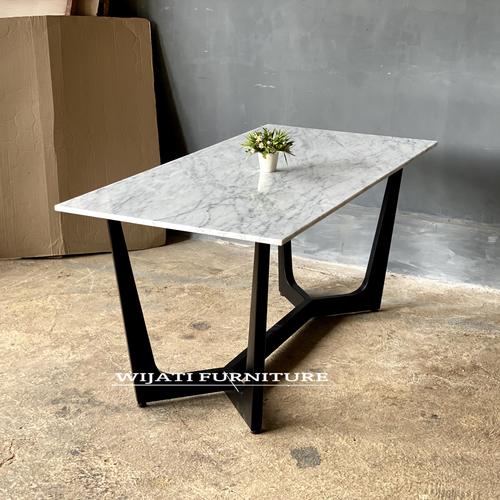 Jual Meja Makan Marmer putih white carrara Marble Dining Table rangka ...