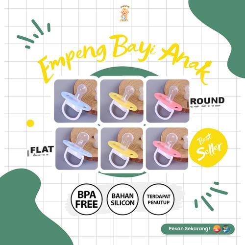 Promo Empeng Bayi Anak / Empeng Dot Bayi Bulat Gepeng Dengan Tutup ...
