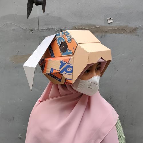 Jual Pola Kerajinan Kardus no.1206: Helm Topi Kelinci Lucu - KERTAS HVS ...