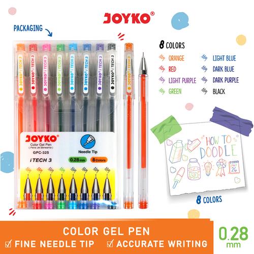 Promo Joyko Colour Gel Pen SET 8 Colours / Pulpen Warna Joyko iTech GPC ...