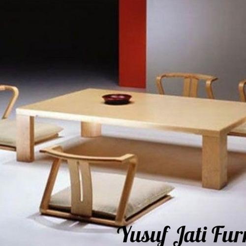 Jual meja makan set 4 kursi Lesehan model Jepang kayu jati minimalis ...
