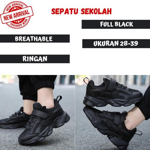 Promo Sepatu Sekolah Hitam Polos / Sepatu Sneakers Anak SD - 887 hitam ...
