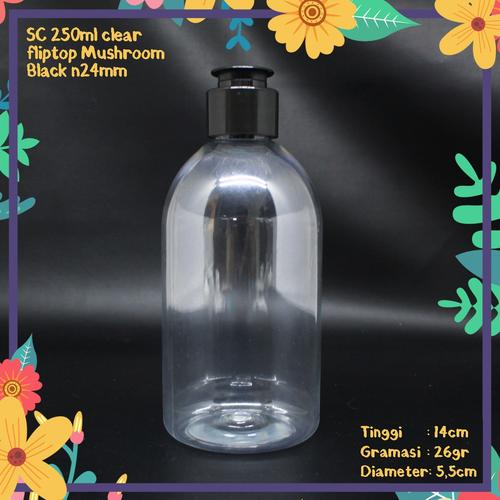 Jual BOTOL SC 250ML CLEAR OVAL TUTUP FLIPTOP MUSHROOM HITAM JAMUR KEMASAN K - Jakarta Timur ...