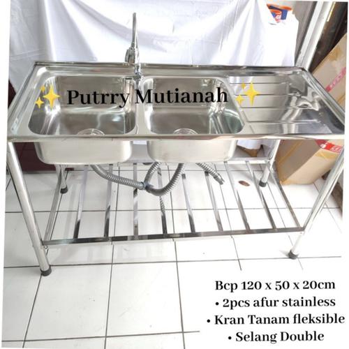 Jual laris wastafel portable 2 lubang kitchen sink bak cuci piring ...