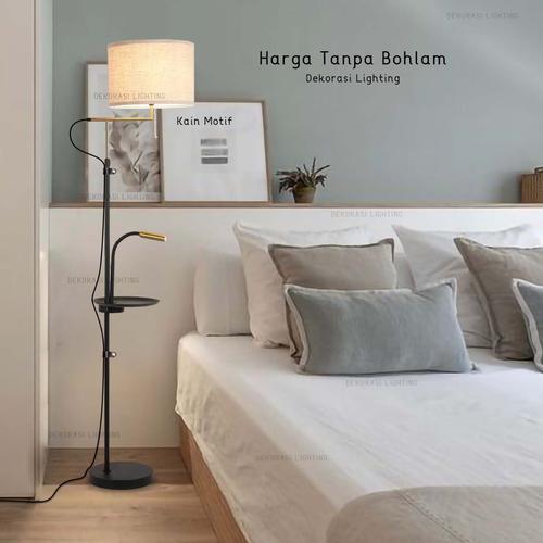 Jual Lampu standing kain minimalis modern floor lamp bed side ruang ...