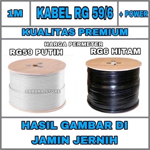 Jual kabel coaxial RG59 / RG6 + power meteran eceran permeter untuk kamera - RG59 PUTIH ...