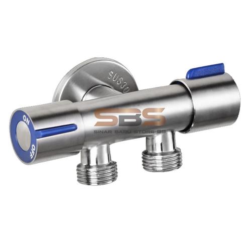 Jual Kran Shower Double Stop Kran Cabang Kanan Kiri Stainless Steel SUS ...