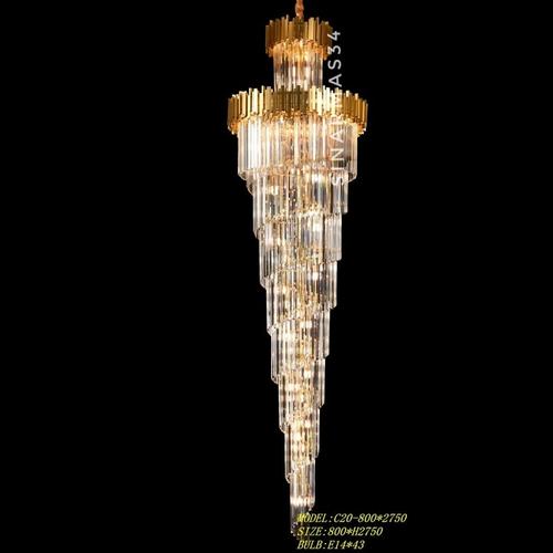 Jual Lampu Void 80cm C20 Lampu Gantung Crystal GoldAB Lampu Hias Foyer ...