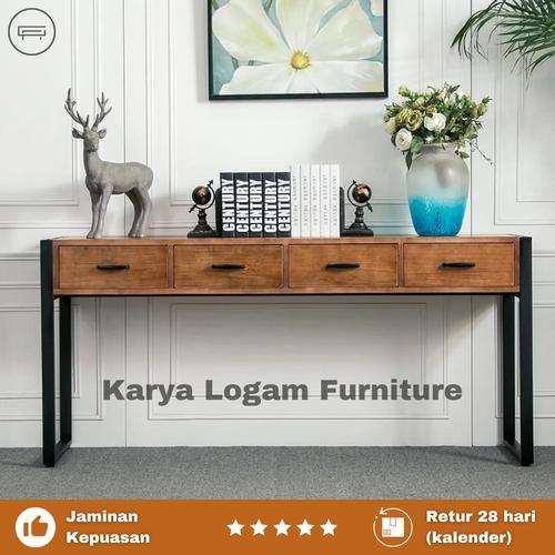 Jual Console Table Meja Konsol Industrial Vintage - Kayu Jati Rangka ...