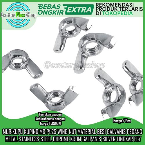 Jual MUR KUPU KUPING M8 P1.25 WING NUT MATERIAL BESI GALVANIS GALVANIZ ...