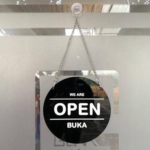 Promo sign akrilik open close bolak balik bulat diameter 18cm - D18 ...