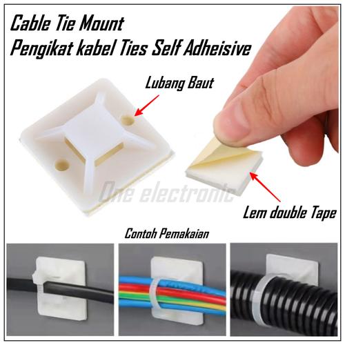 Jual Pengait Pengikat kabel Tie Mount Self Adhesive + Stiker Double ...