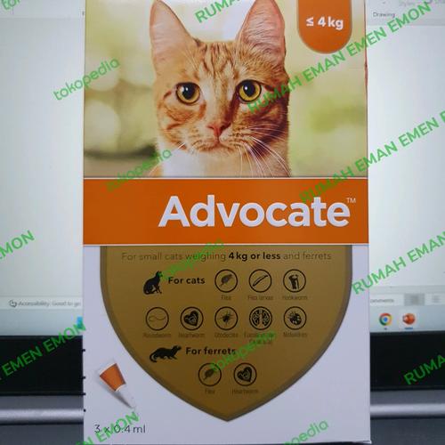 Jual ADVOCATE CAT SMALL ANTI ENDO DAN EKTOPARASIT UTK KUCING HARGA 1 TUBE - Jakarta Timur ...