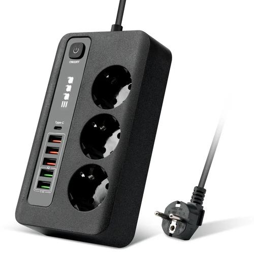 Jual Power Socket Strip 3 5 USB C Terminal Colokkan Fast charging 3000W ...