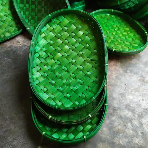 Jual Piring Oval Warna 1 Piring Bambu Tradisional Piring Saji Piring ...
